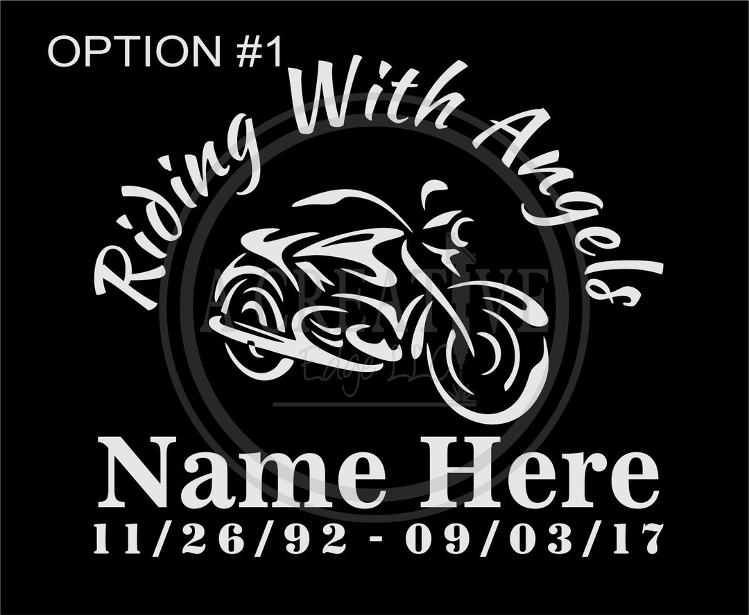 Personalized Riding With Angels Car Decal With Name and Dates - Etsy