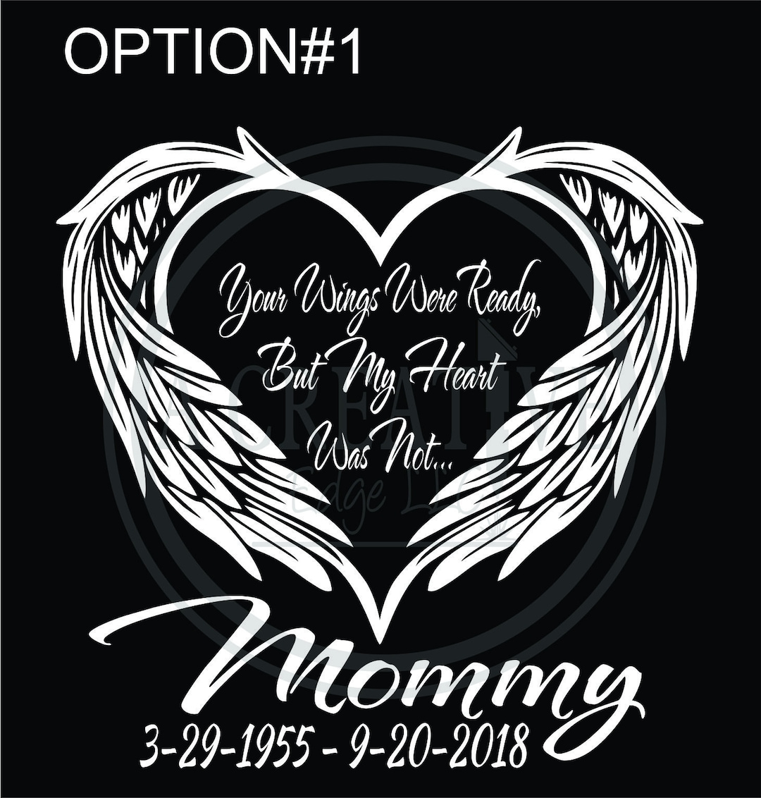 Personalized Wings With Heart Car Decal #1: Memorial Name & Dates - Etsy