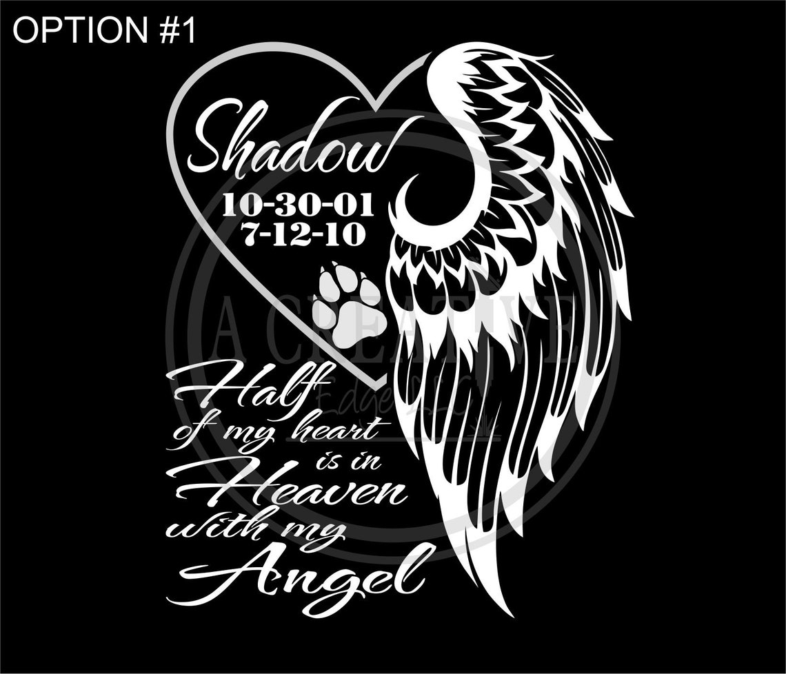 Personalized Angel Paw Print Car Decal: Memorial Name & Dates - Etsy