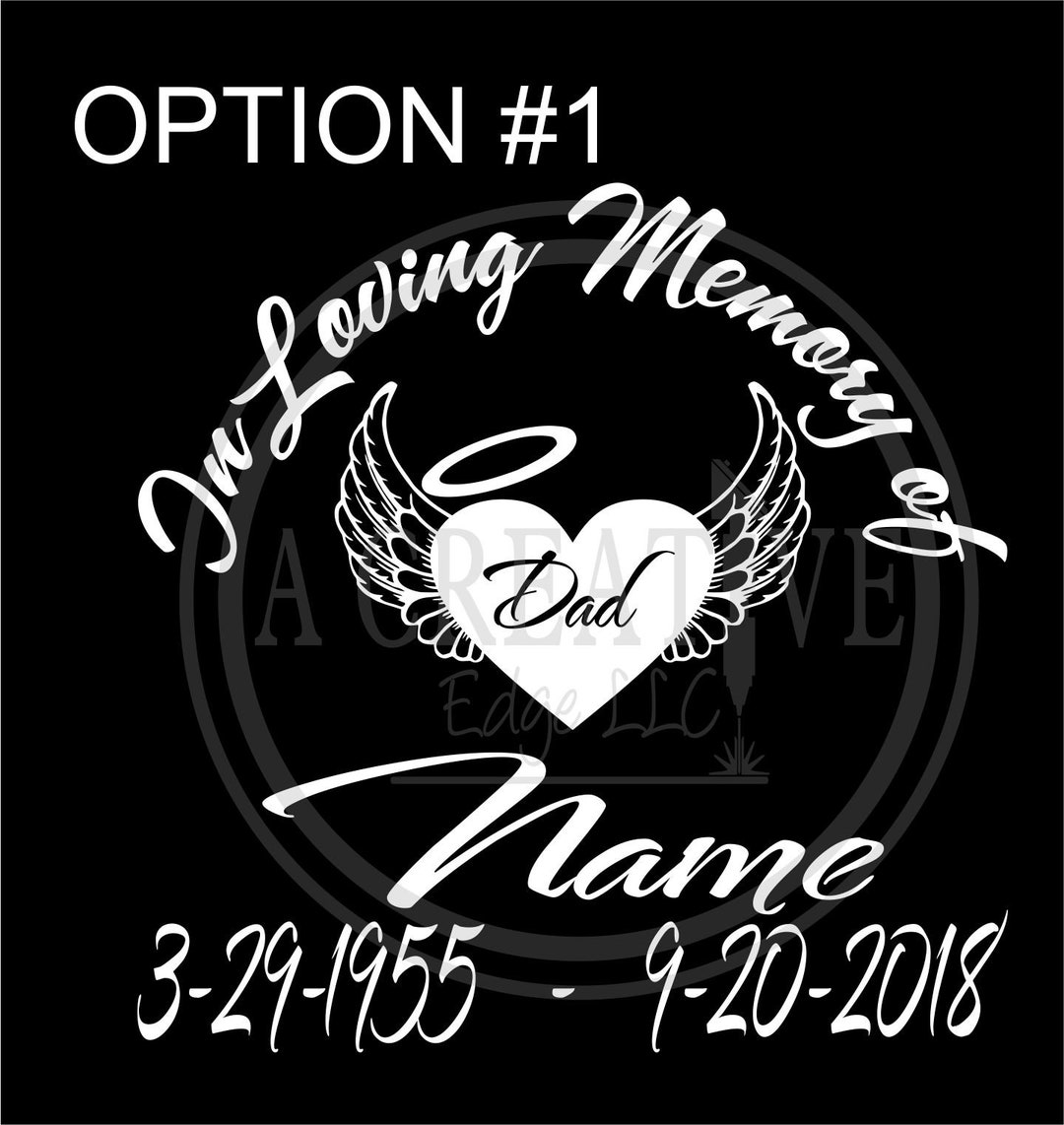 Personalized Heart and Wings Car Decal With Name and Dates - Etsy