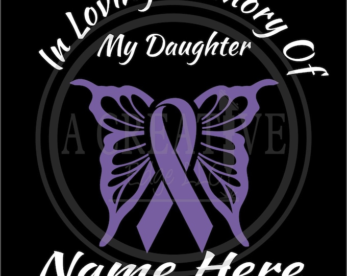 Personalized in Loving Memory Butterfly Cancer Ribbon Car Decal With ...