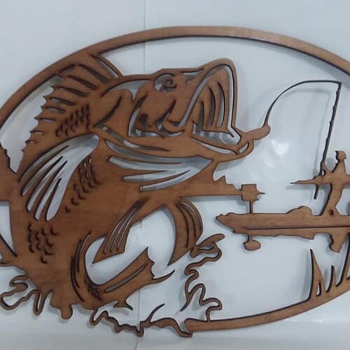 Wood Fish Laser Cut Out Laser Cut Wood Bass Wall Hanging - Etsy