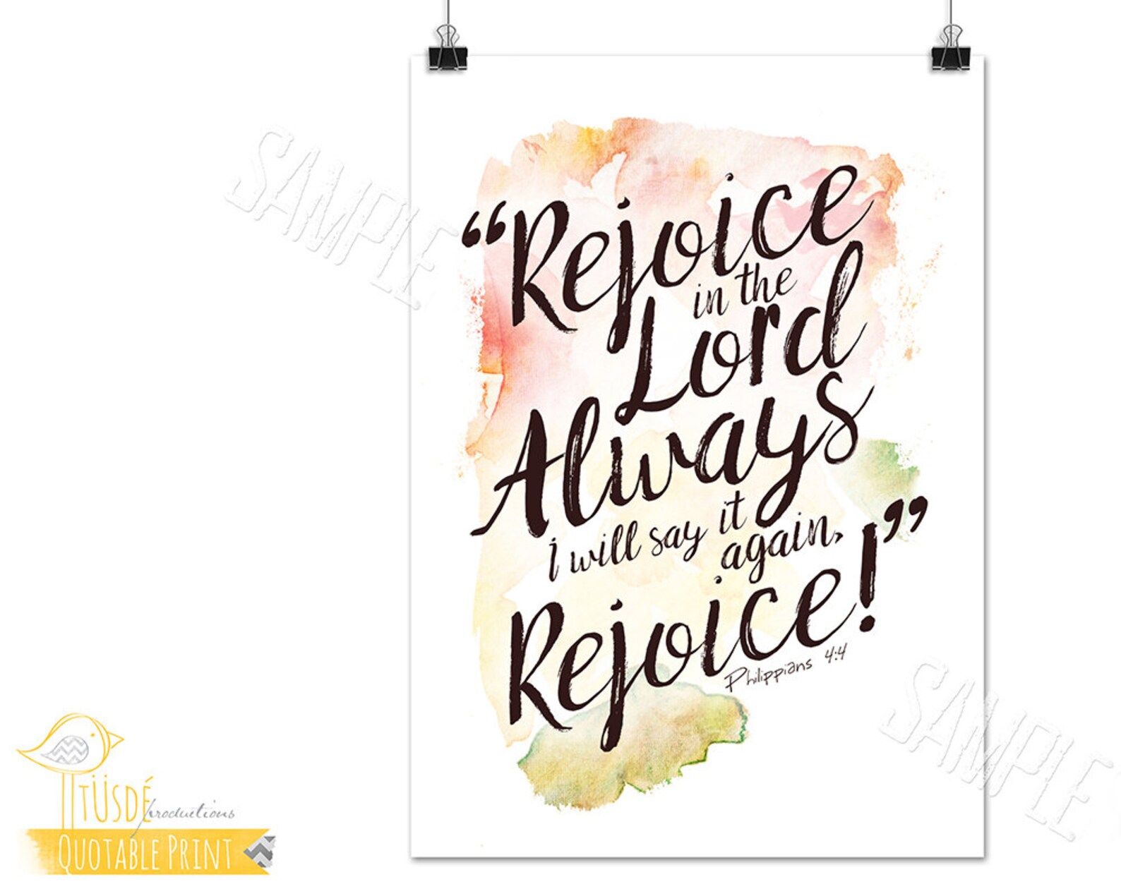 Rejoice in the Lord Always - Philippians 4:4 - 5x7" Custom Print ...