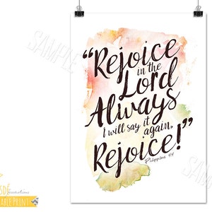 Rejoice in the Lord Always - Philippians 4:4 - 5x7" Custom Print ...