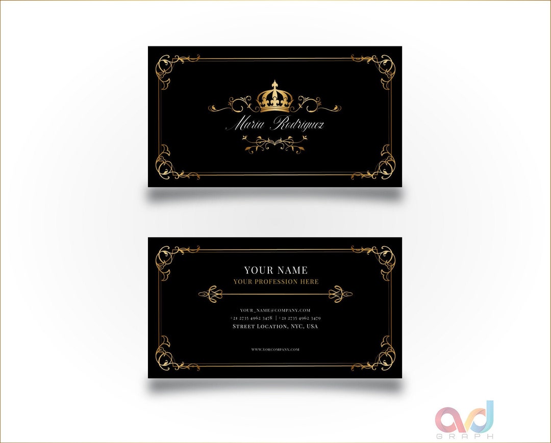 Stylish Business Card, Royal Business Card, Gold and Black, Ornaments ...