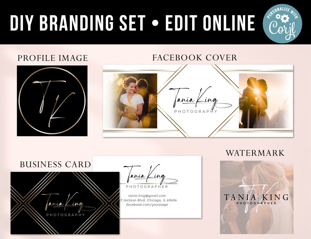 Editable Branding Kit, Stylish Facebook Cover, Luxury Business Card ...