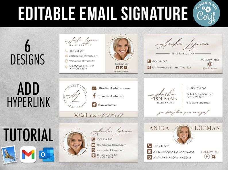 DIY Aesthetic Email Signature Editable Email Image Email - Etsy