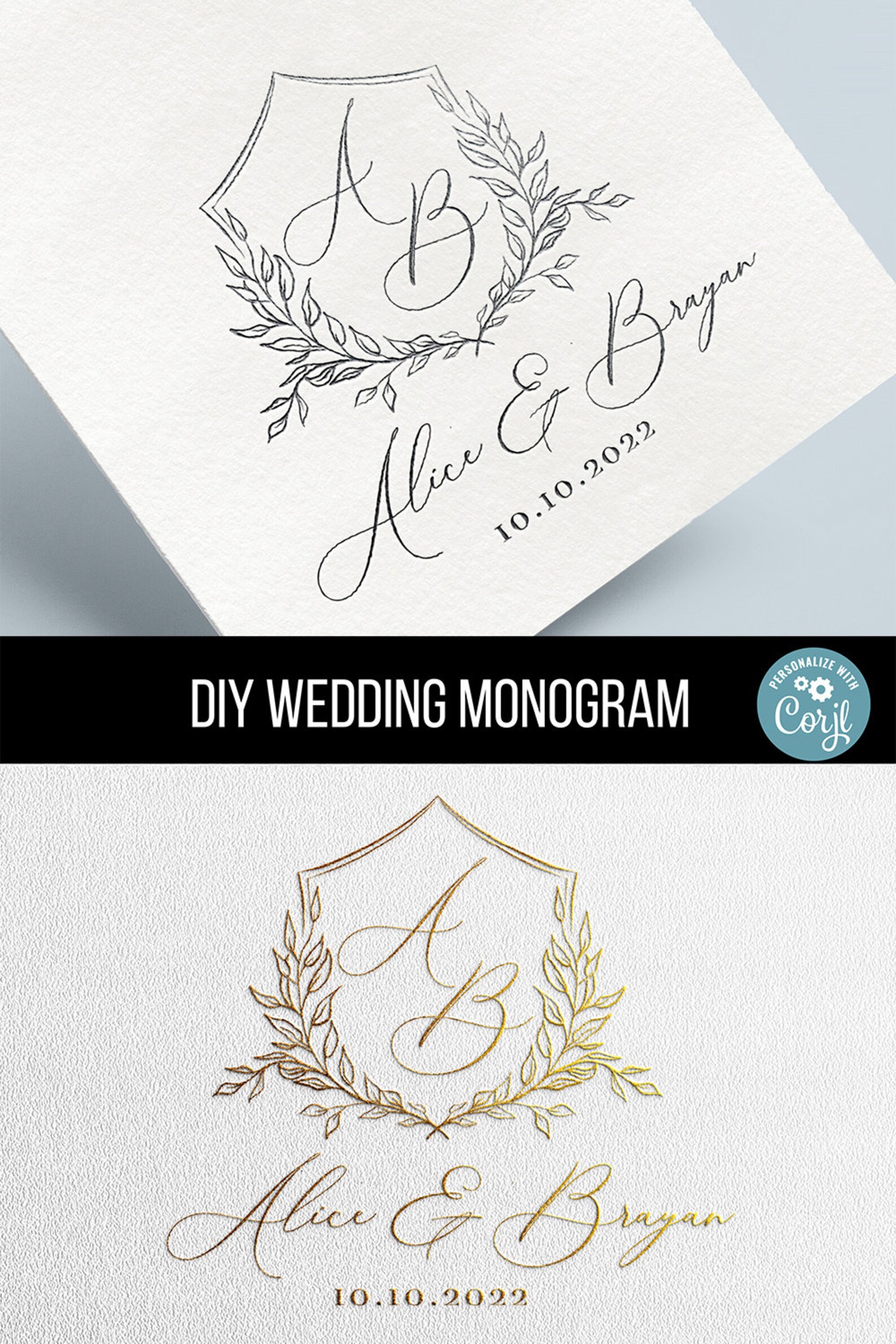DIY Wedding Monogram Wedding Stamp Wedding Badge Luxury - Etsy
