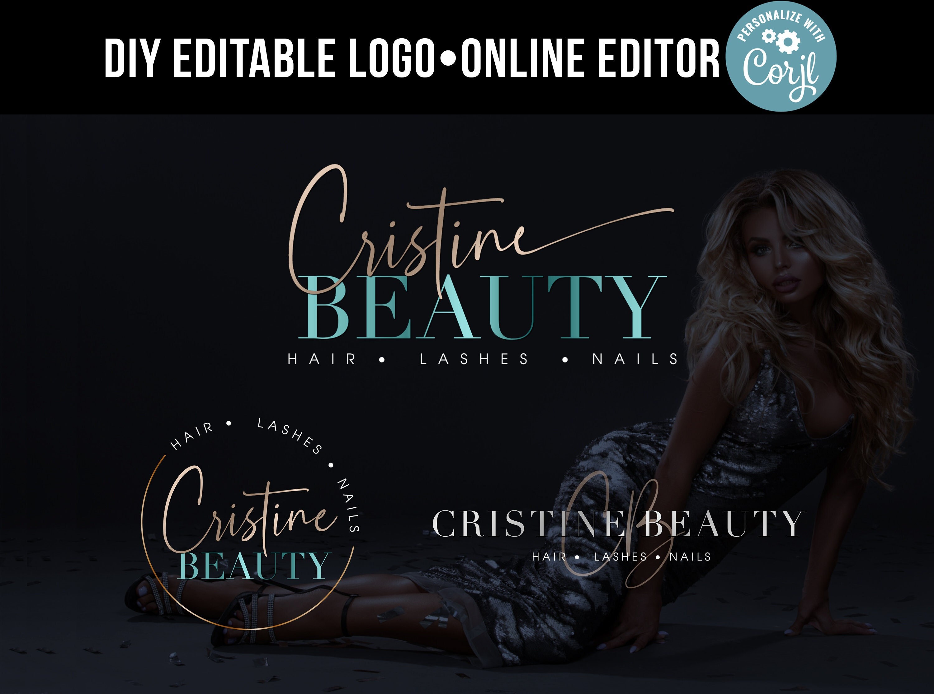 DIY Logo for Beauty Salon. Glamorous Logo for Hair Stylist. - Etsy