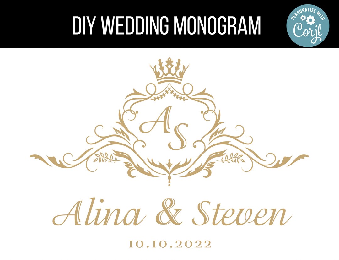 DIY Wedding Monogram, Wedding Stamp, Wedding Badge, Royal Wedding ...