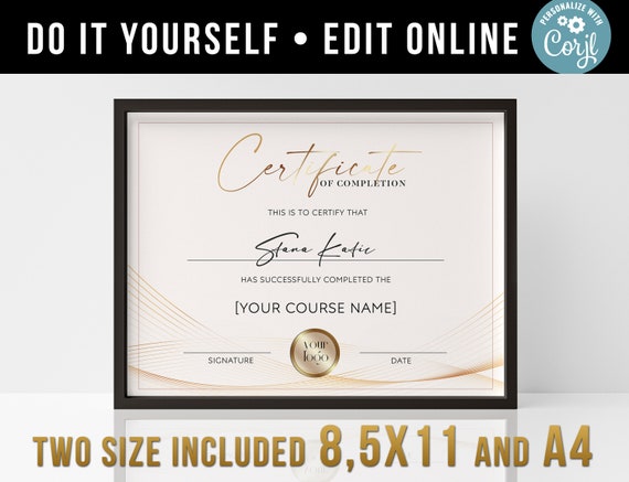 DIY Certificate of Completion Class Certificate Course - Etsy