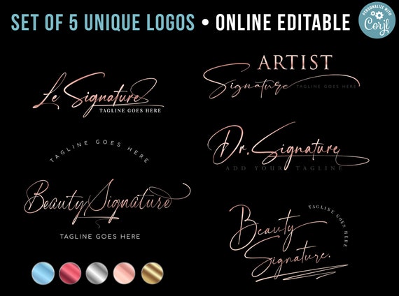 DIY Signature Logo Rose Gold Logo Boutique Logo Script - Etsy