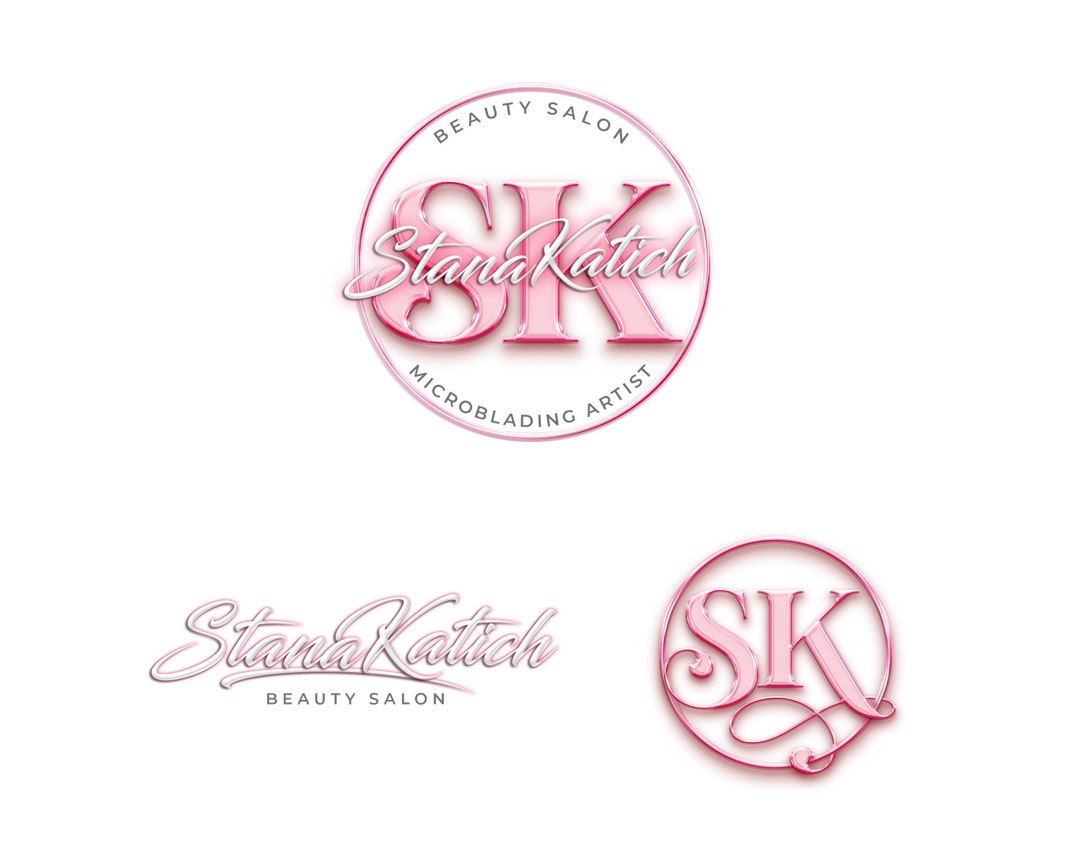 Pink Beauty Logo, Glamour Logo Set, Retro Pink, Hair Branding, Lash ...