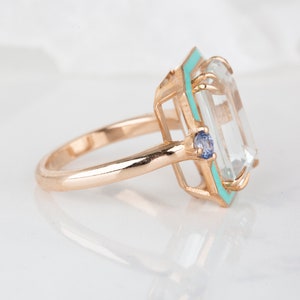 Art Deco and Cocktail Style Ring, 6.90 Ct. Blue Topaz and 0.37 Ct ...
