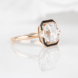 Art Deco and Cocktail Style Ring, 1.95 Ct. Moissanite and Diamond Ring ...