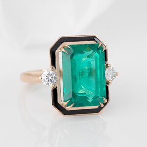Art Deco and Cocktail Style Rings, 13 Ct. Synthetic Emerald and Diamond ...