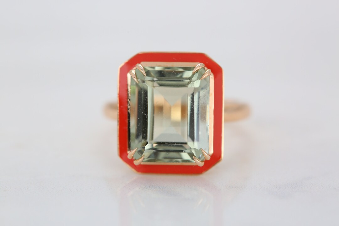 Art Deco and Cocktail Style Ring, 4.00-5.00 Ct Green Amethyst Stone ...