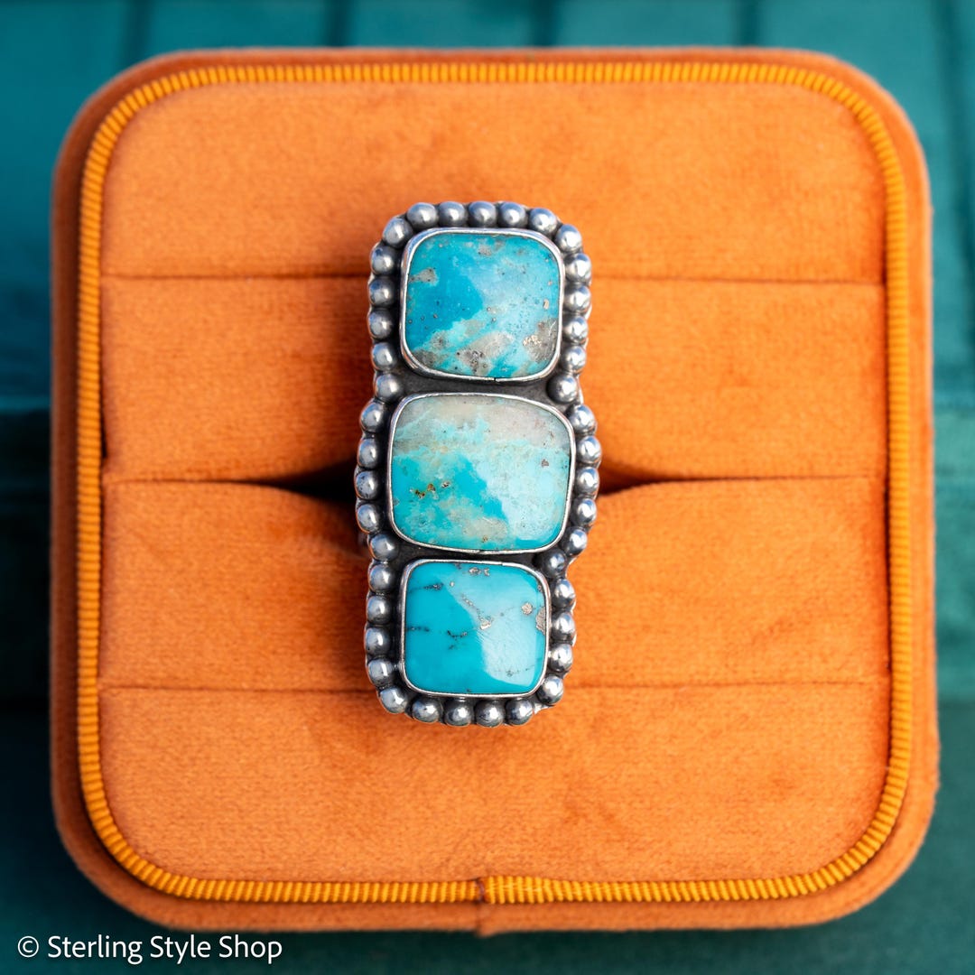 Federico Jimenez Kingman Turquoise Adjustable Ring | Sterling Silver ...
