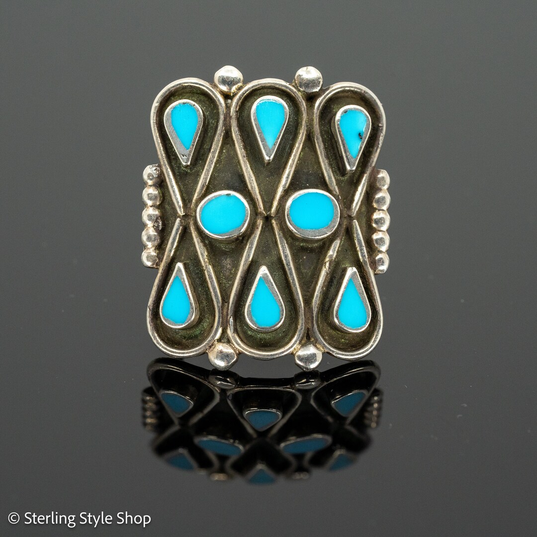 Vintage Zuni Snake Eye Ring, Native American Sterling Silver Eight ...