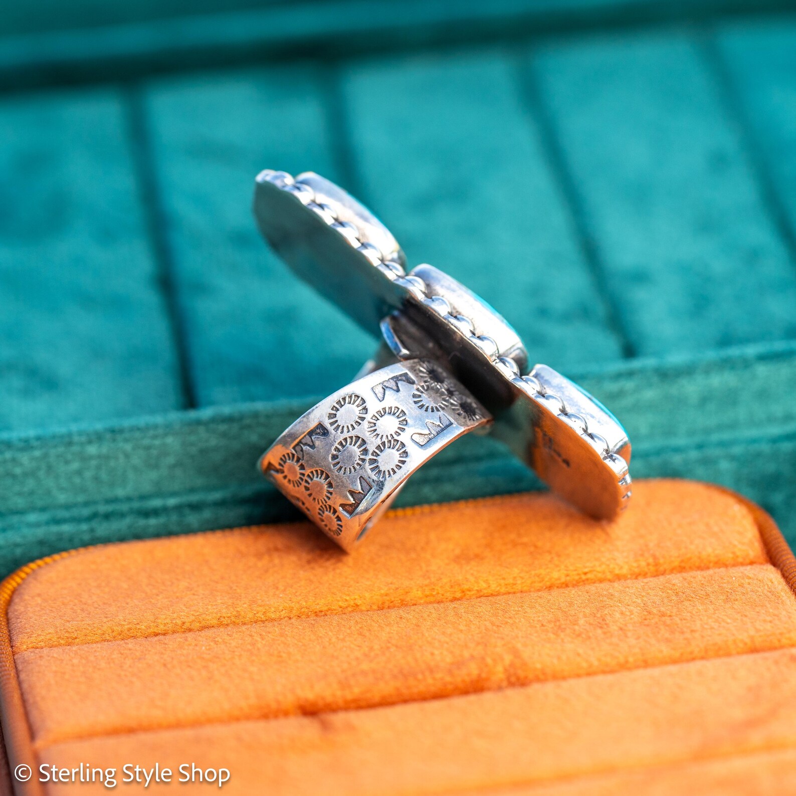 Federico Jimenez Kingman Turquoise Adjustable Ring | Sterling Silver ...