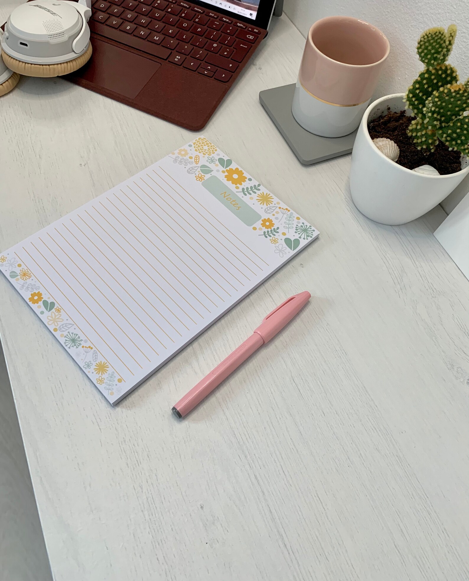 Yellow Flowers Notepad Floral Notes A5 Notepad Desk Pad - Etsy