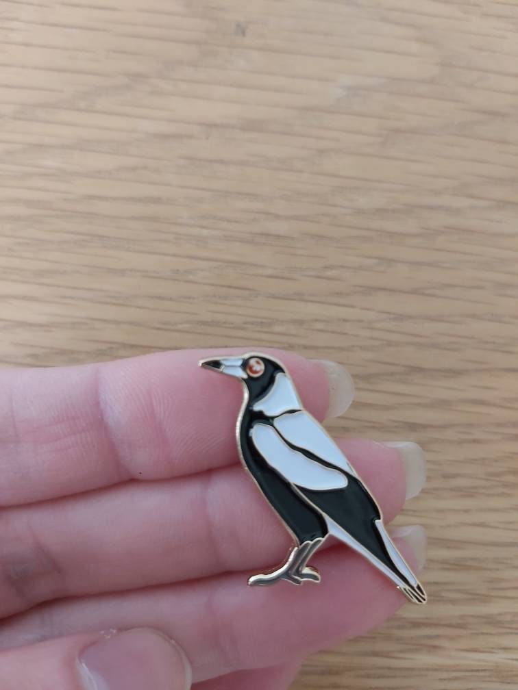 Magpie Bird Enamel Lapel Pin | Etsy