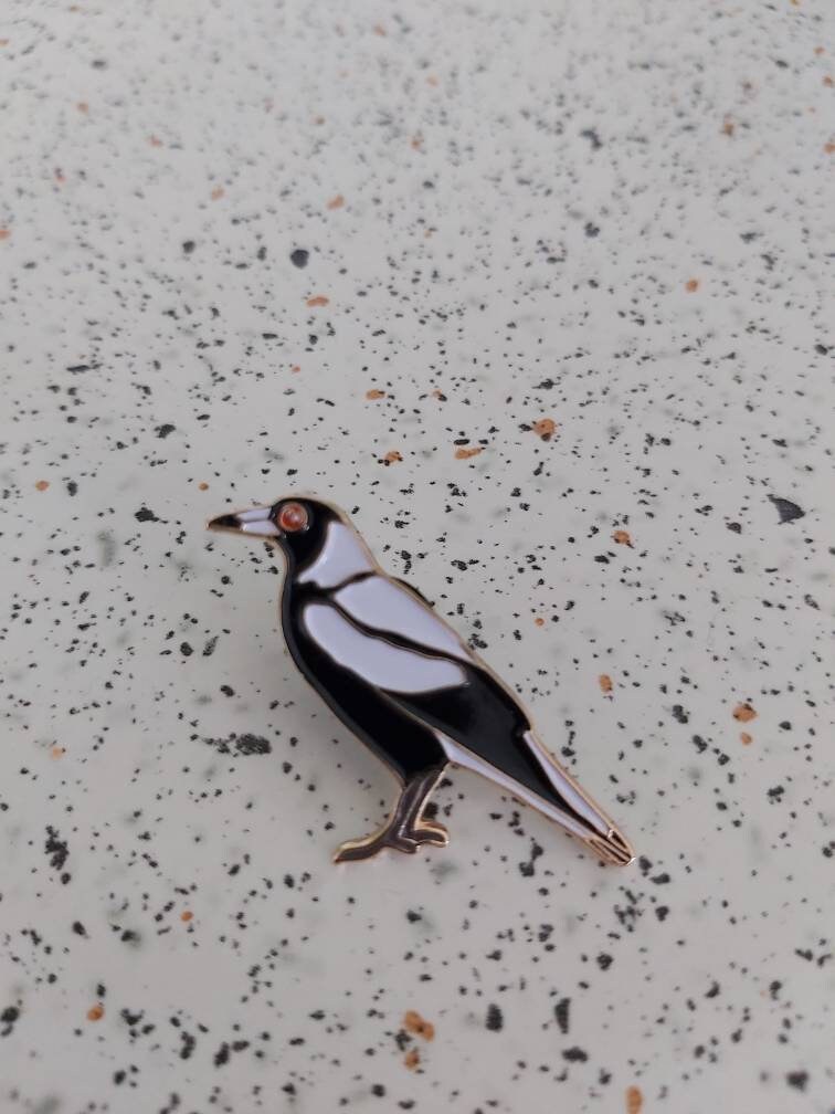Magpie Bird Enamel Lapel Pin | Etsy
