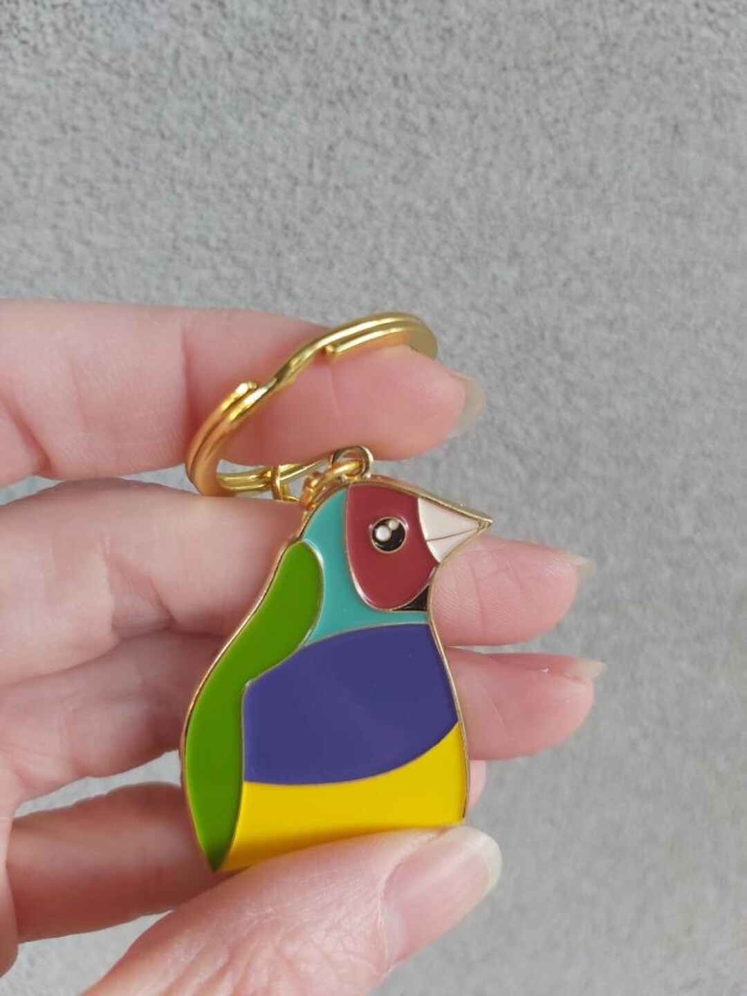 Gouldian Finch Bird Enamel Keychain - Keyring, Bag Charm - Etsy