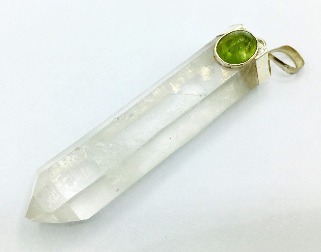 1 Piece Beautiful Quartz With Peridot Pendant Sterling With - Etsy