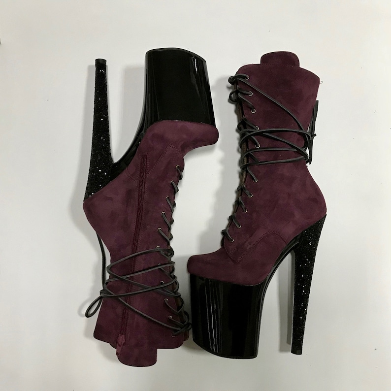Pole Boots Suede Boots Burgundy Boots Pole Dancing Boots | Etsy