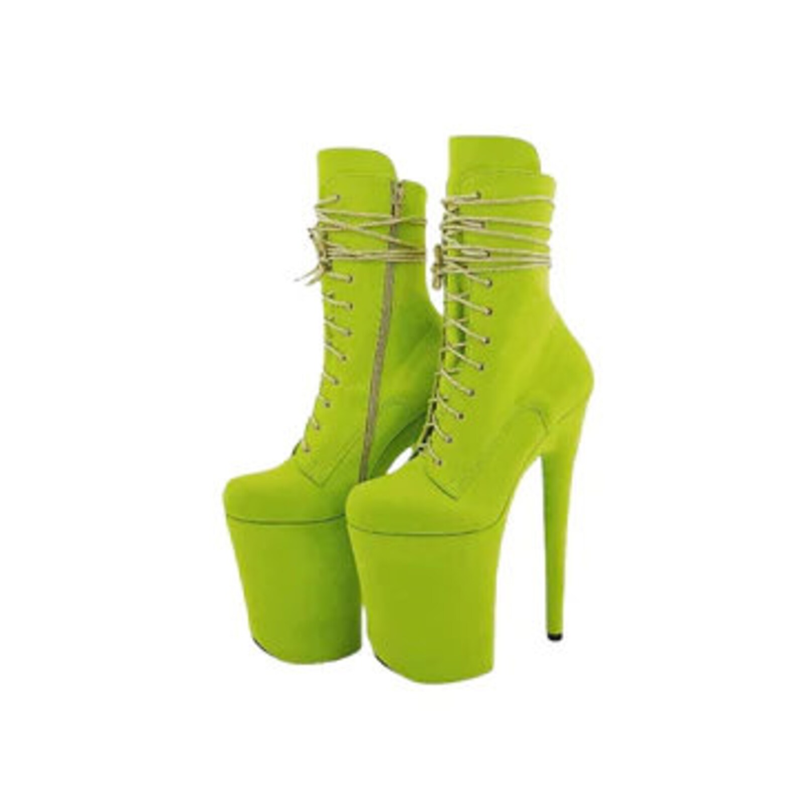 Pole Boots Neon Yellow Boots Vegan Suede Boots Pole Dancing Boots ...
