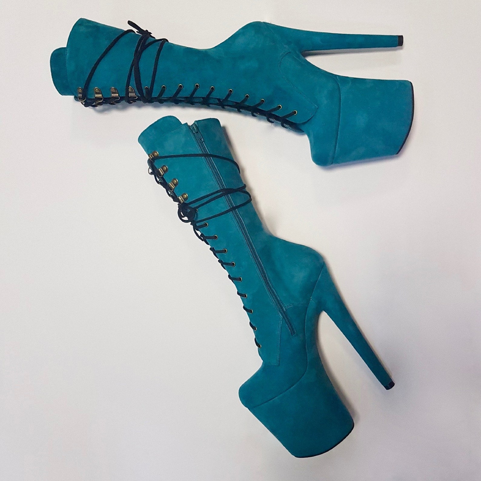 Pole Boots Pole Suede Boots Teal Boots Pole Dancer Boots Exotic Dancer ...