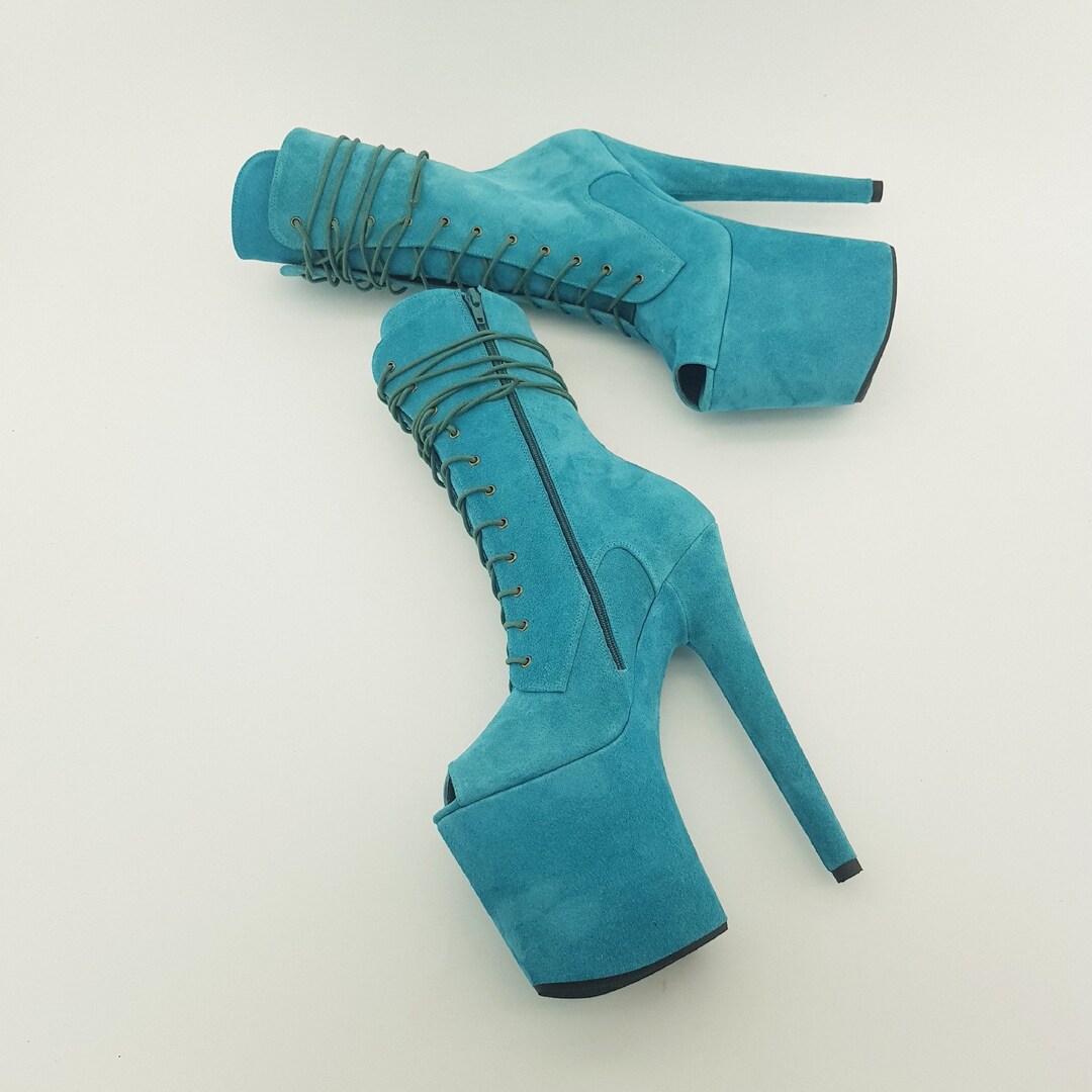 Pole Dance Boots Turquoise Boots Pole Dancer Boots Pole Ankle Boots ...