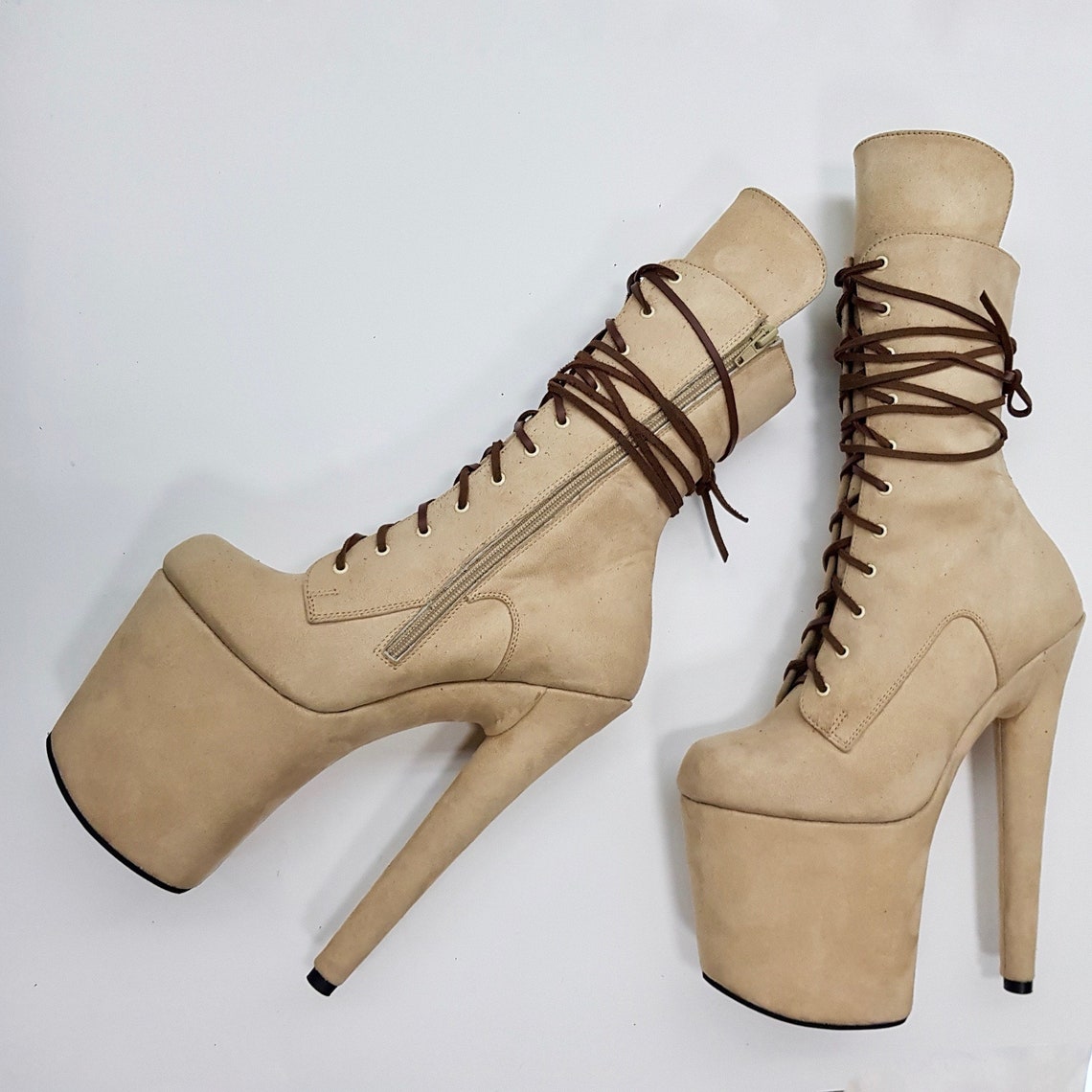 Pole Boots Vegan Boots Pole Dancing Boots Tan Boots Pole Dancer Boots ...