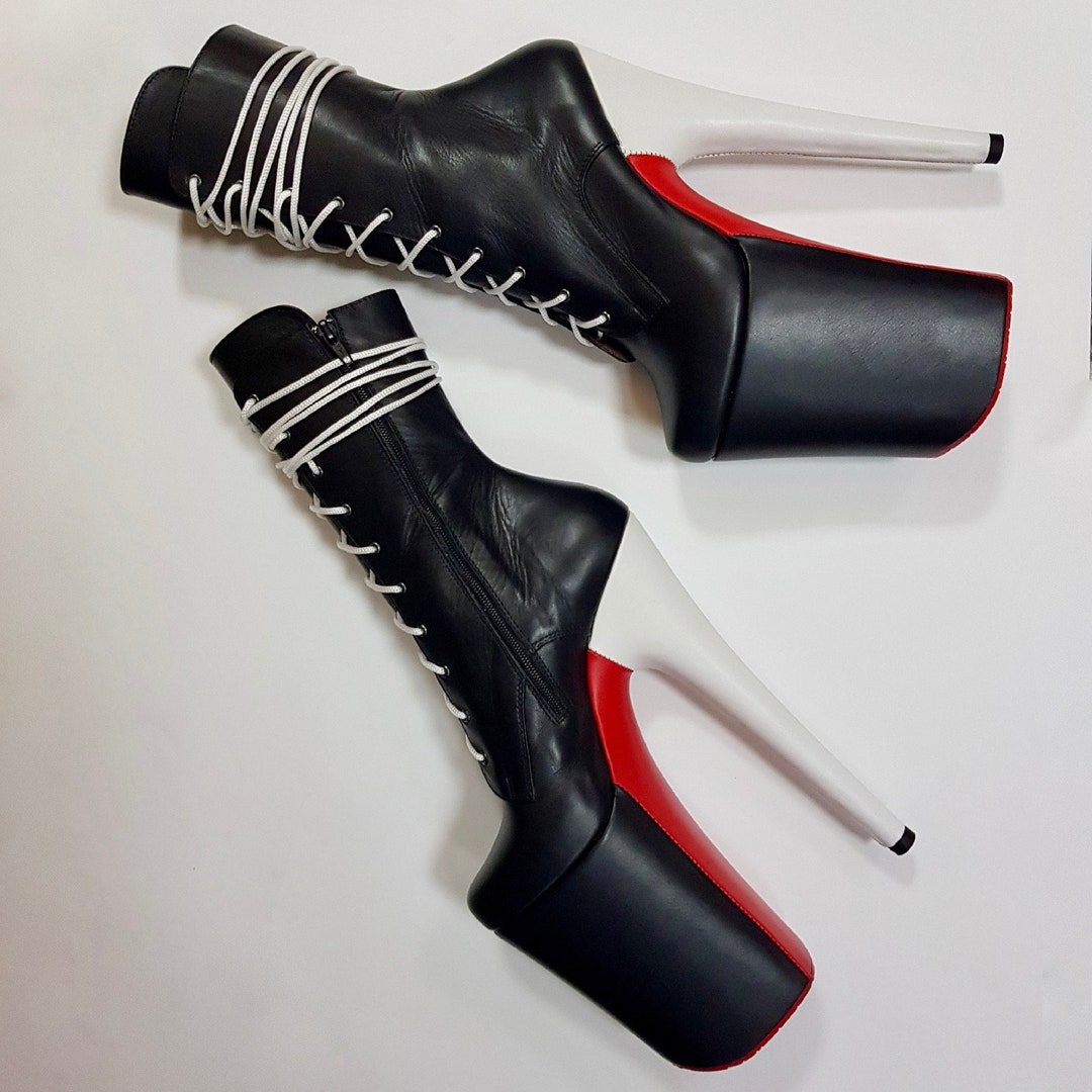 Pole Dancing Boots Leather Pole Boots Red Sole Boots Black Leather ...
