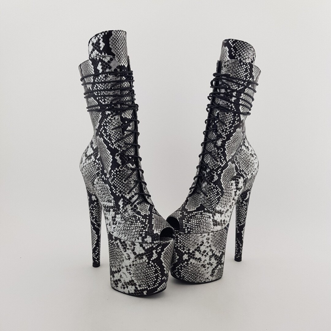 Pole Boots Vegan Boots Pole Dancing Boots Snakeskin Boots Pole Dancer ...