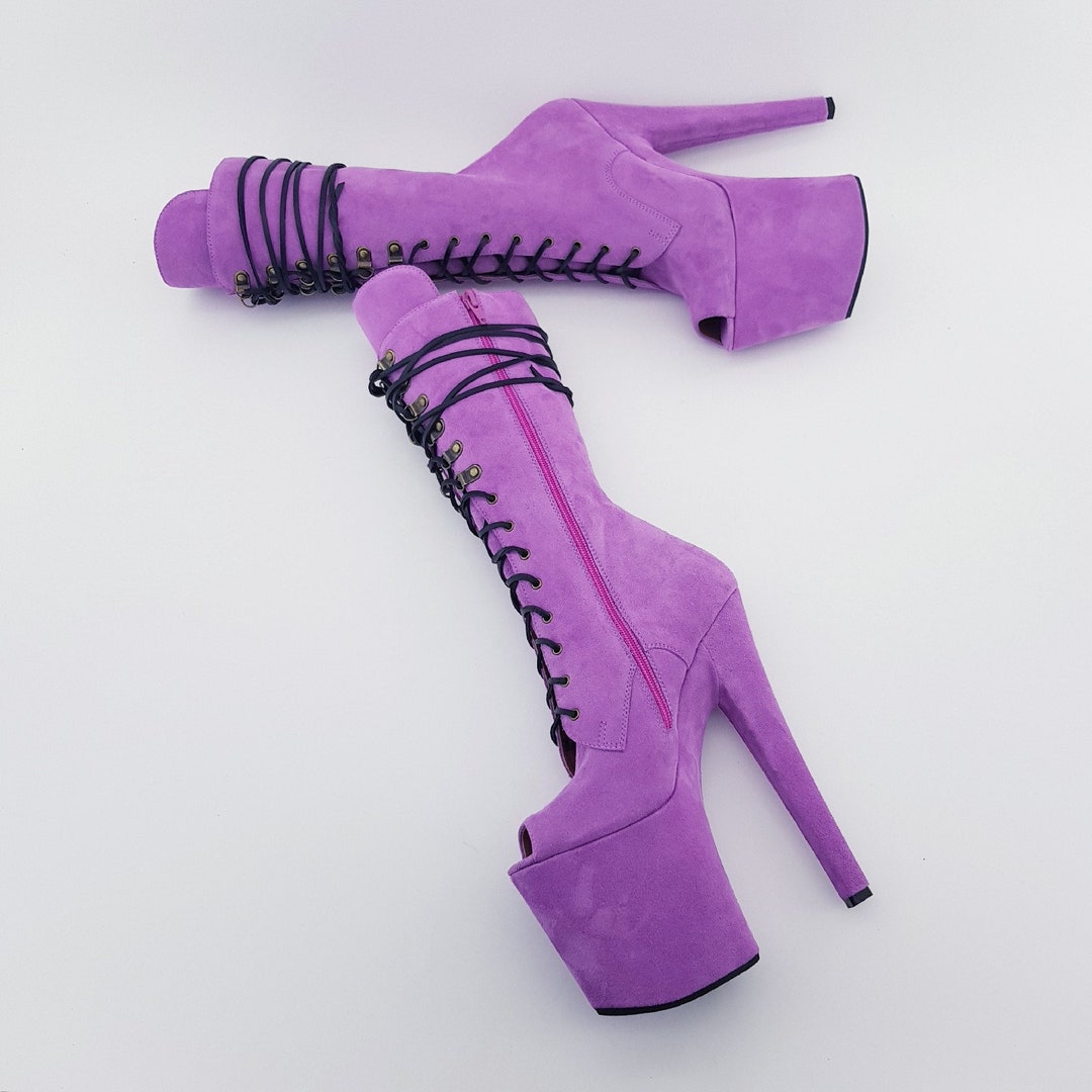 Pole Boots Suede Boots Lilac Boots Pole Dancing Boots Exotic Dancer ...