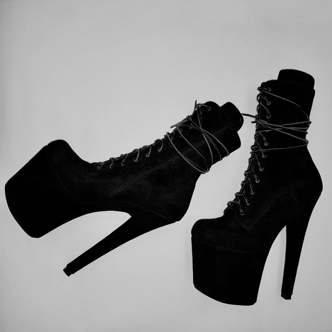 Pole Boots Suede Boots Black Boots Pole Dancing Boots Exotic Dancer ...