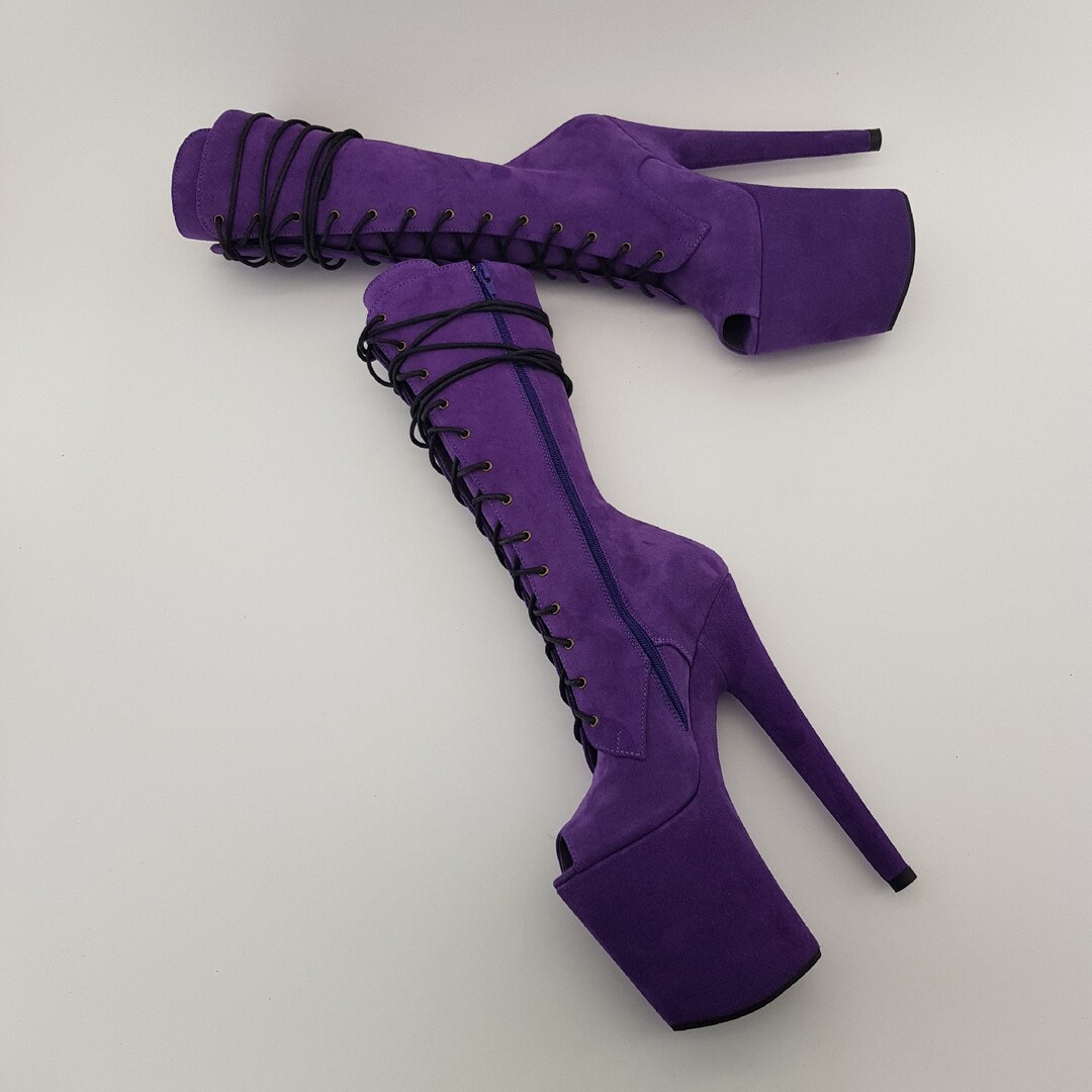 Pole Dancing Boots 8 Inch Boots Pole Boots Vegan Pole Boots Purple ...