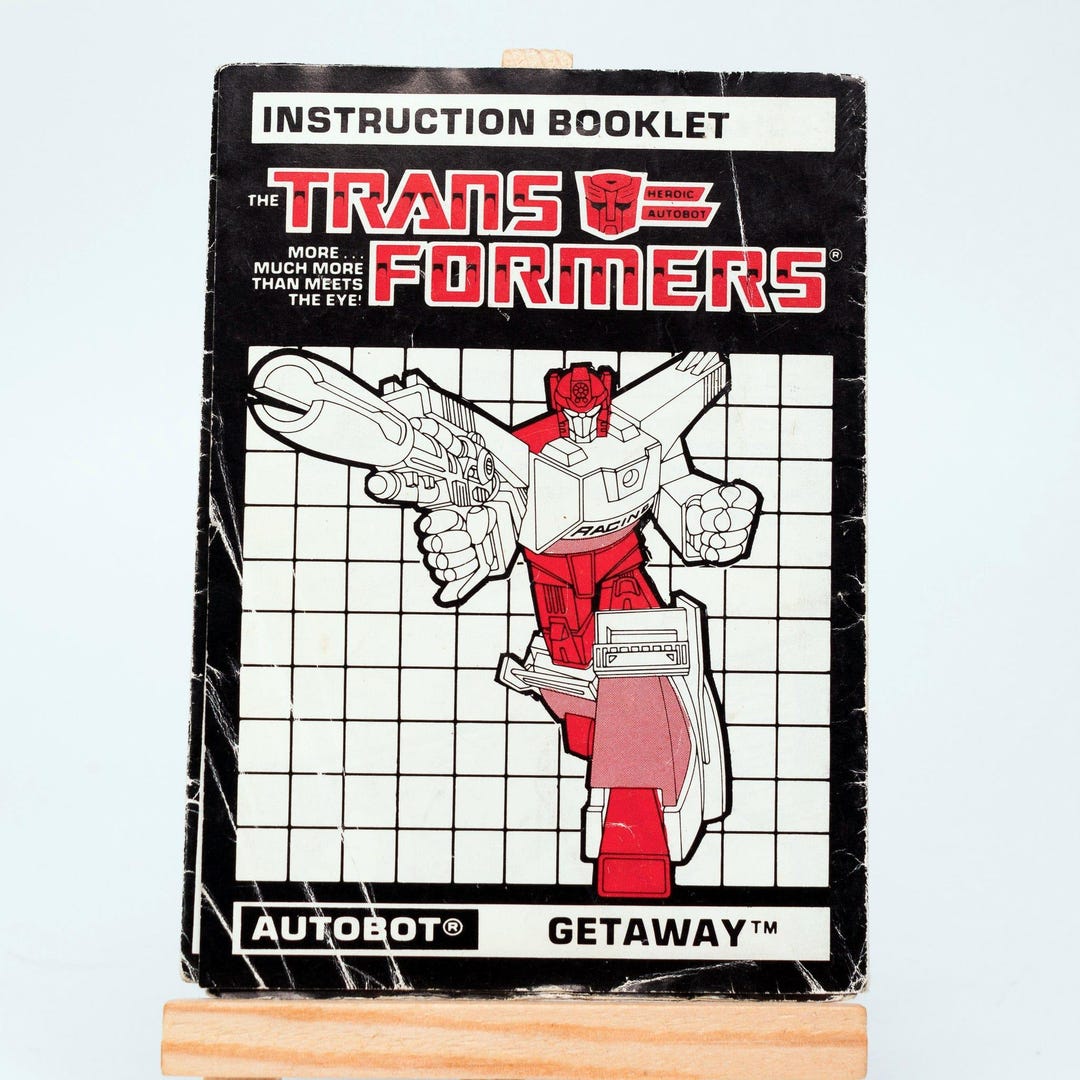 Hasbro Transformers G1 GETAWAY Vintage 1988 Action Figure Instruction ...