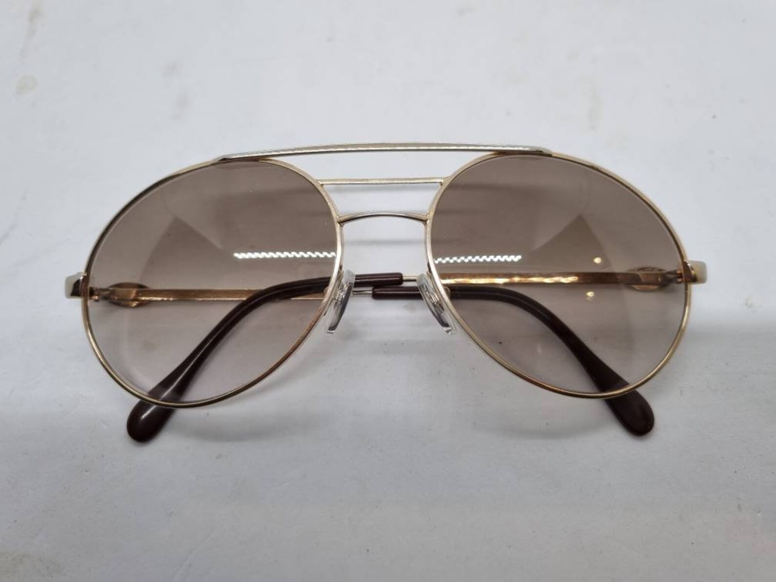 Vintage BUGATTI Sunglasses 80s Gold Frame 1980s Sonnenbrille Brown ...