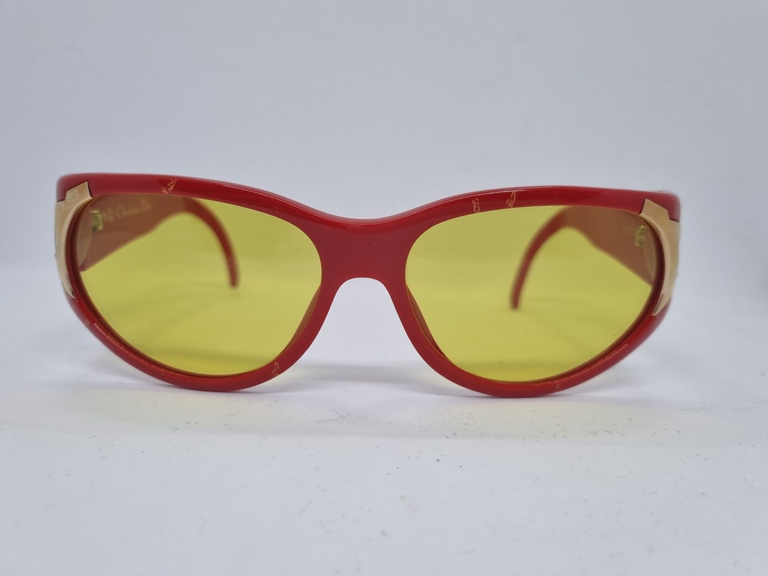 Vintage CHRISTIAN DIOR 2346 Sunglasses Red Frame Optyl Frame Yellow ...