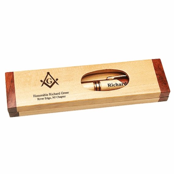 Masonic Emblem Maple & Rosewood Engraved Pen and Box | Etsy