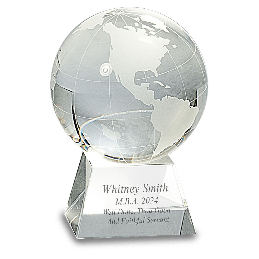 Clear Crystal Globe With Laser Engraved Pedestal Base - 4 1/2" Height ...