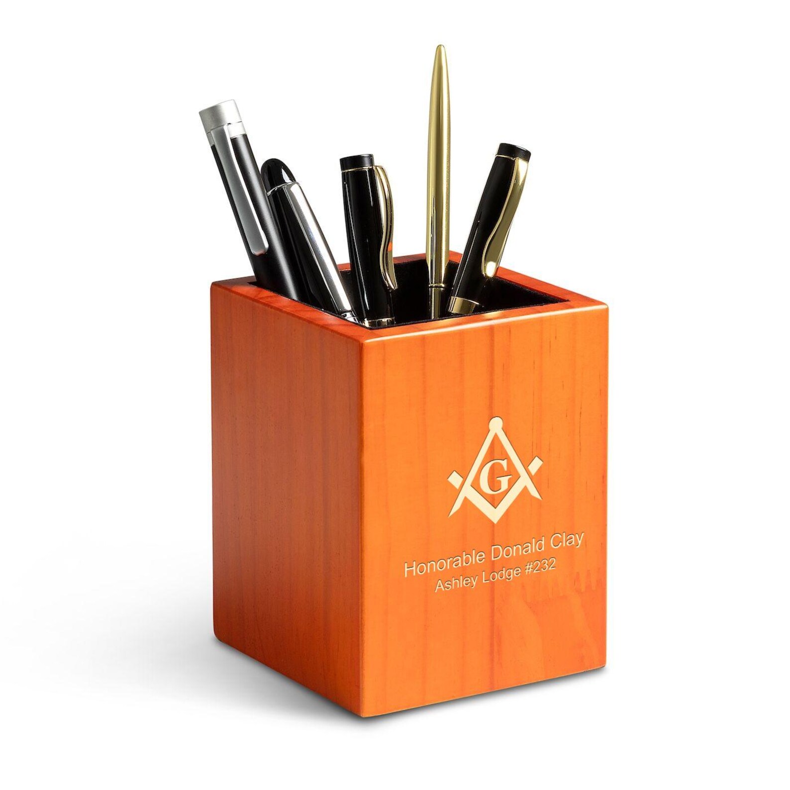 Saddle Finish Wood Masonic Theme Personalized Pen and Pencil Cup - Etsy