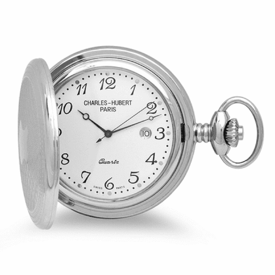 Engraved Quartz Charles Hubert Pocket Watch for Men With Chain #3543 - Etsy