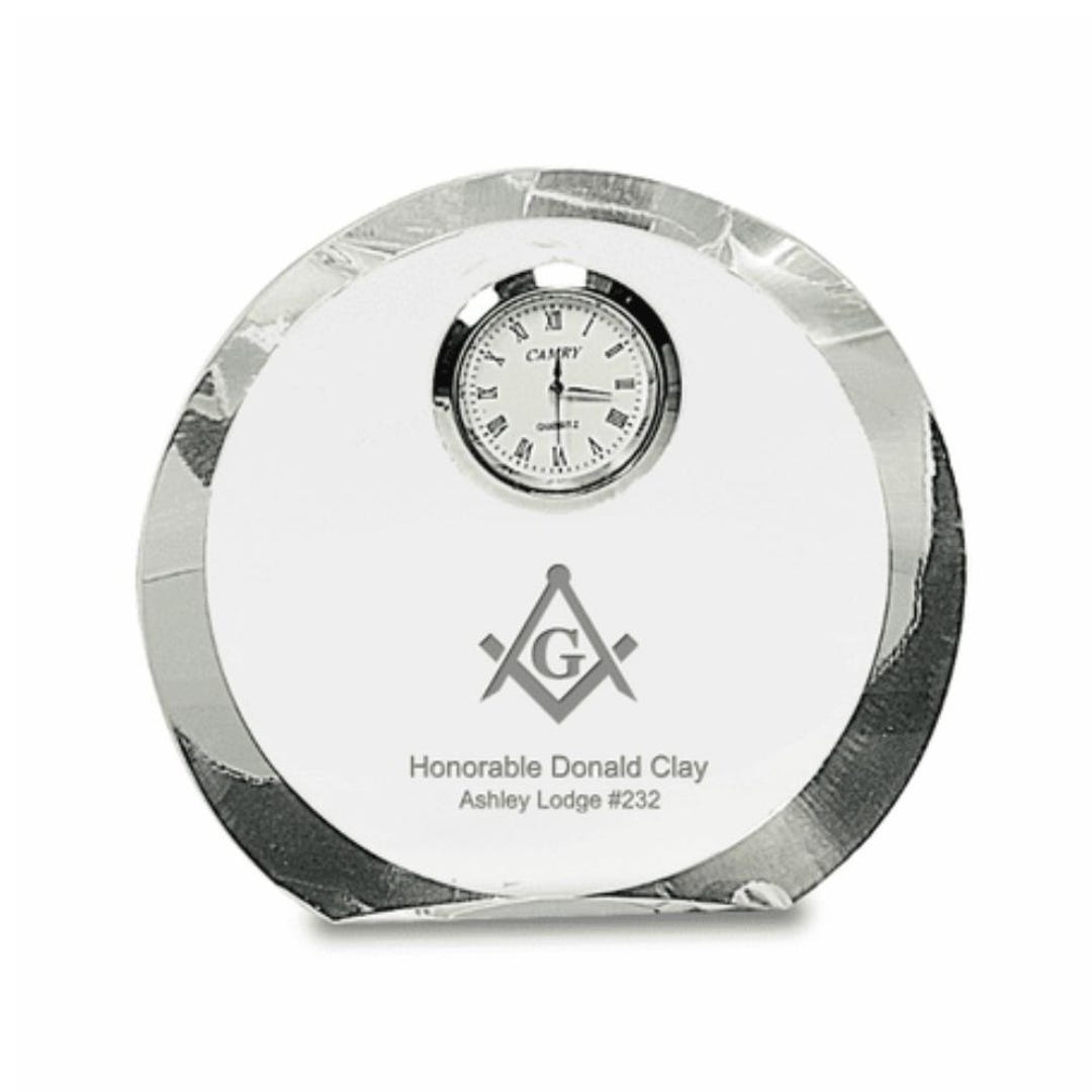 Masonic Personalized Round Premier Crystal Clock With Beveled Edges - Etsy