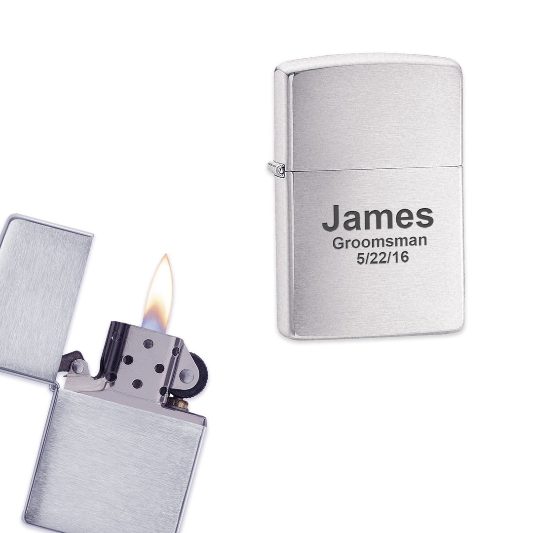 Laser Engraved Brushed Chrome Zippo Lighter - Silver Cigarette Lighter ...