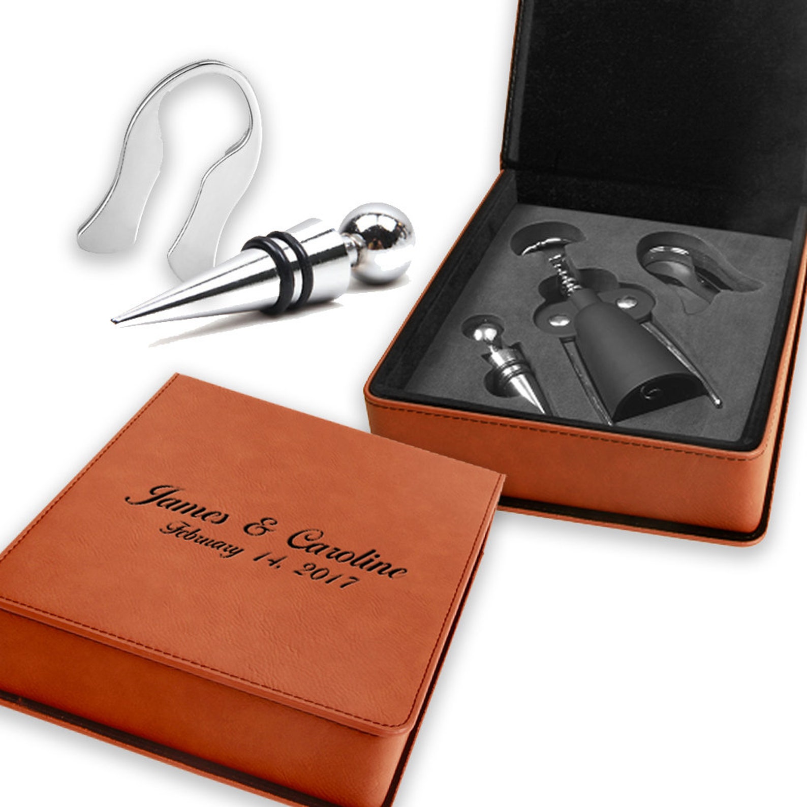 Rawhide Wine Tool Set With Laser Engraving 3 Piece Wine - Etsy