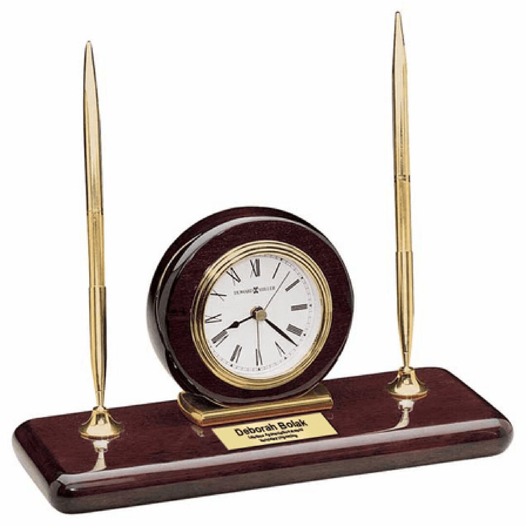 Rosewood Desk Set Desktop Clock by Howard Miller - Etsy